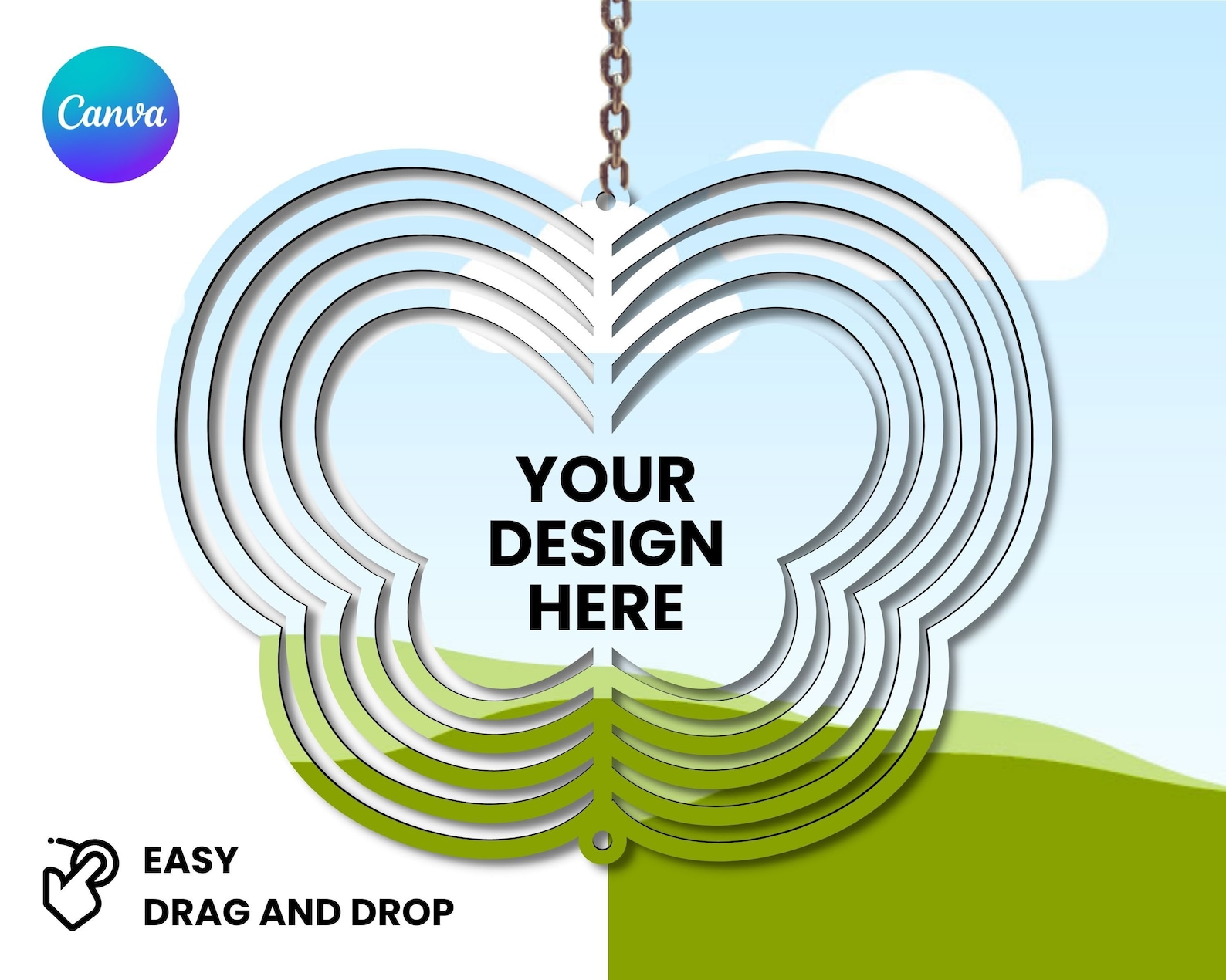 Butterfly Wind Spinner Canva Mockup, Drag & Drop Template, Editable ...