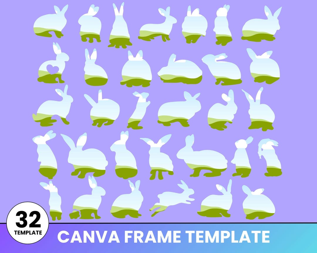 Easter Bunny Canva Frames Bundle, Editable Easter Template, Easter ...