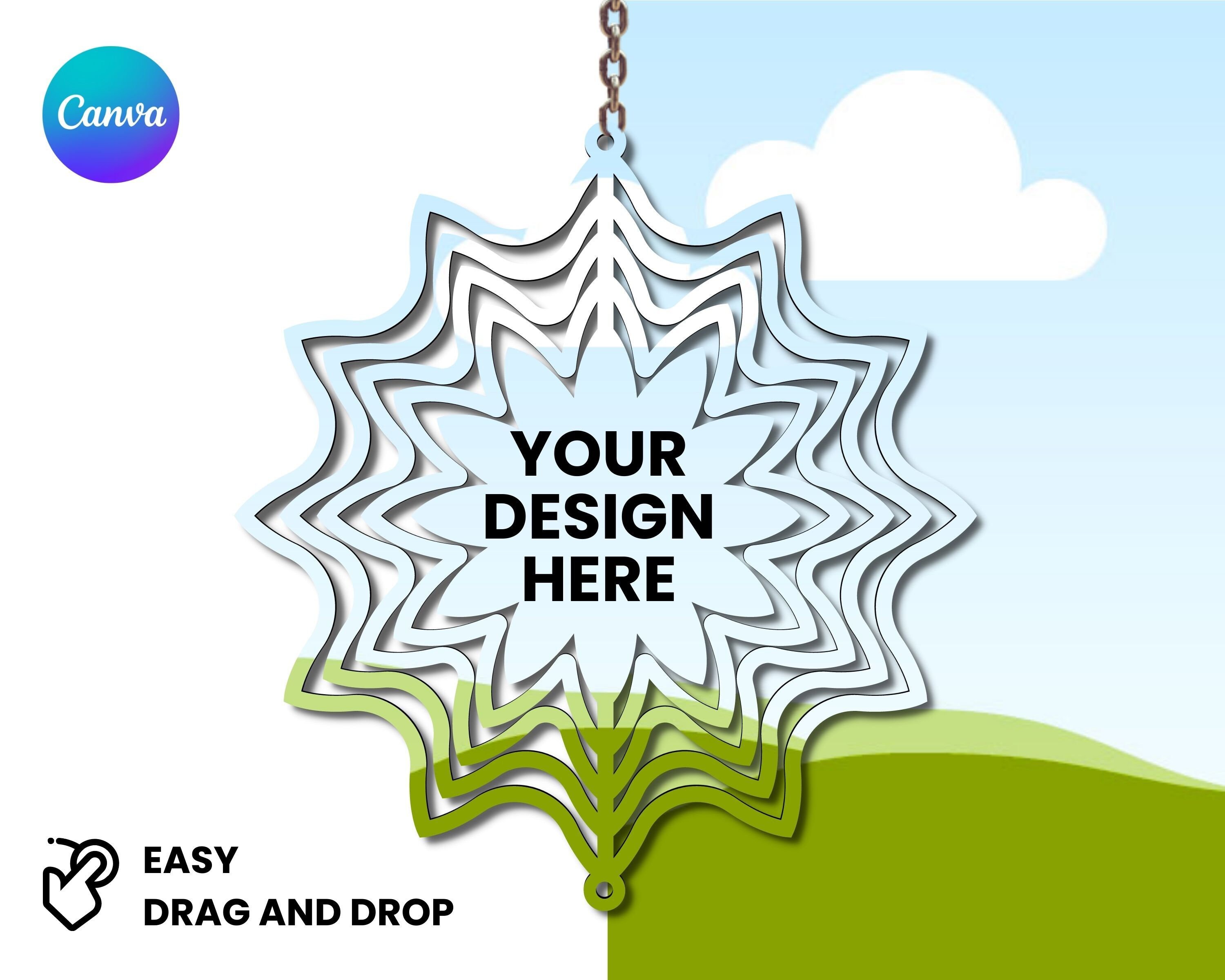 Wind Spinner Canva Mockups, Bundle, Drag & Drop Template, Editable ...