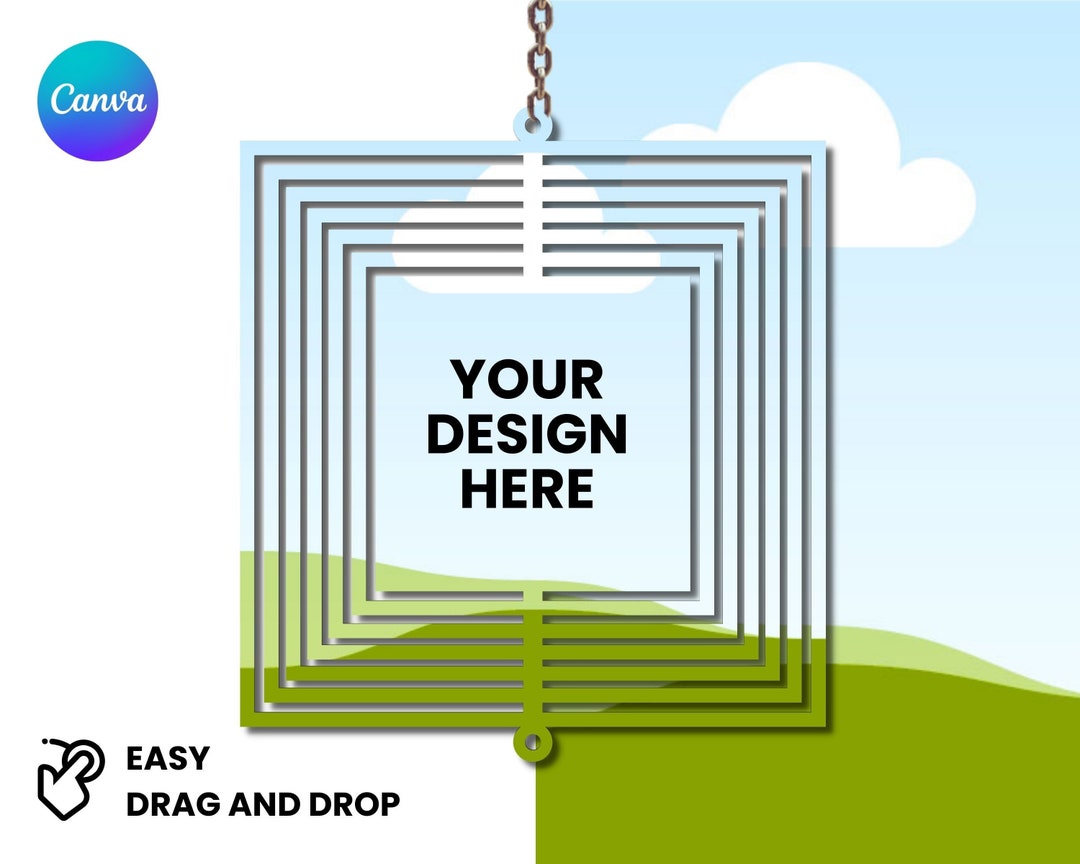 Square Wind Spinner Canva Mockup, Drag & Drop Template, Editable, Easy ...