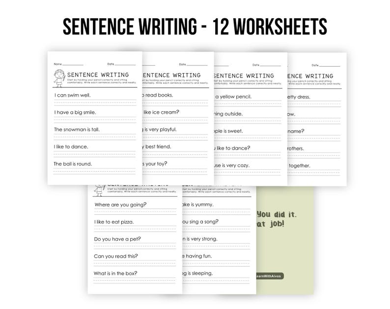 Printable Sentence Writing Practice Worksheets 1st-3rd Grade ELA ...