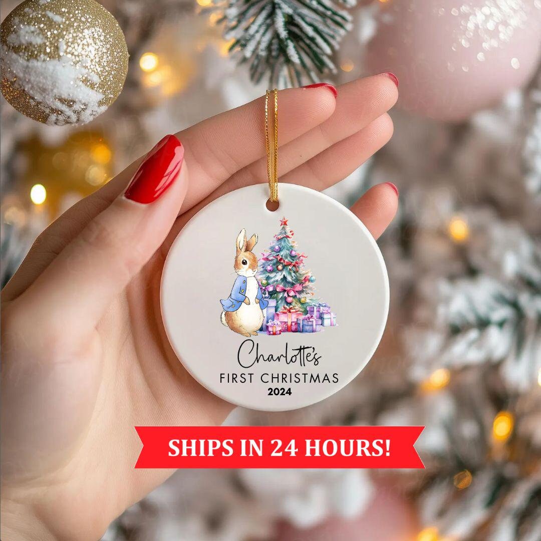 My First Christmas Ornament Keepsake Gift Baby Girl Boy Peter Rabbit ...