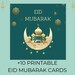 Eid Mubarak Digital Paper 10 Printable Prayer Cards - Etsy