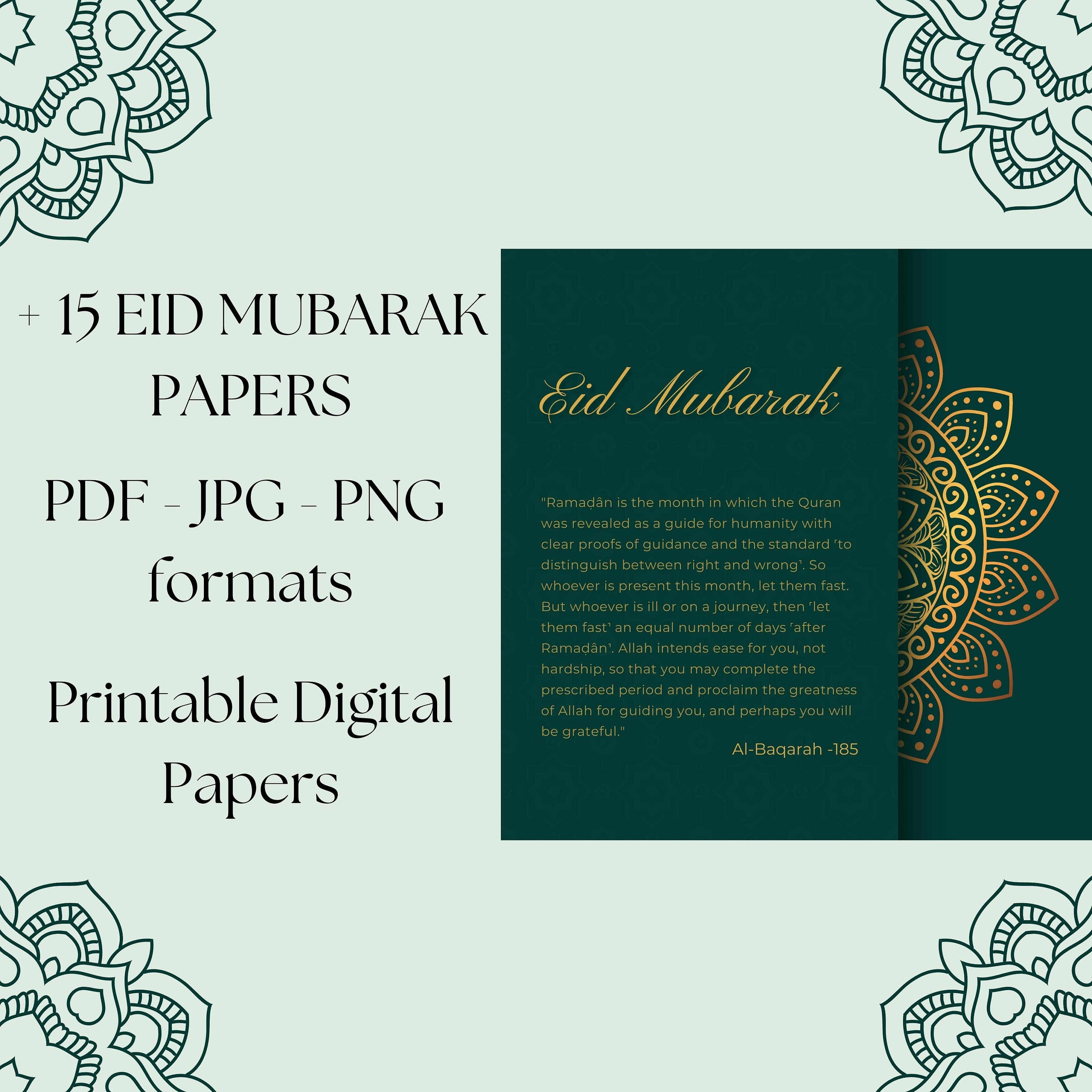 Eid Mubarak Digital Paper 10 Printable Prayer Cards - Etsy