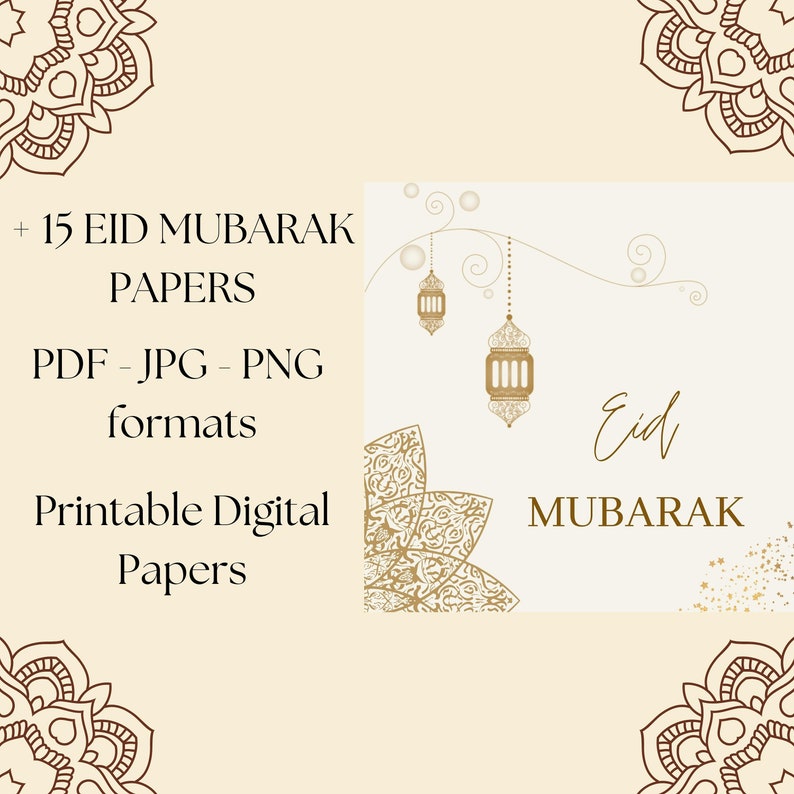 Eid Mubarak Digital Paper 10 Printable Prayer Cards - Etsy