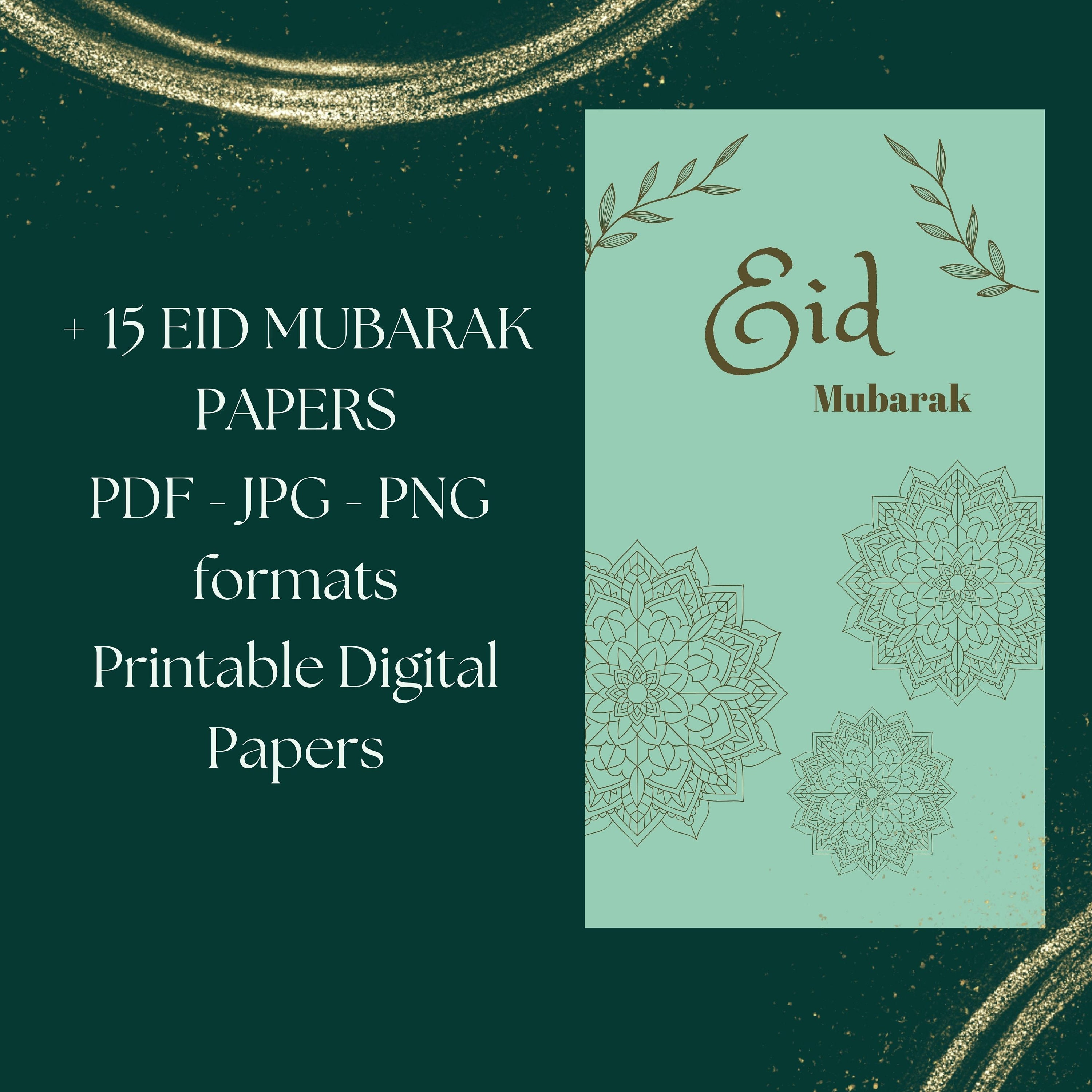 Eid Mubarak Digital Paper 10 Printable Prayer Cards - Etsy
