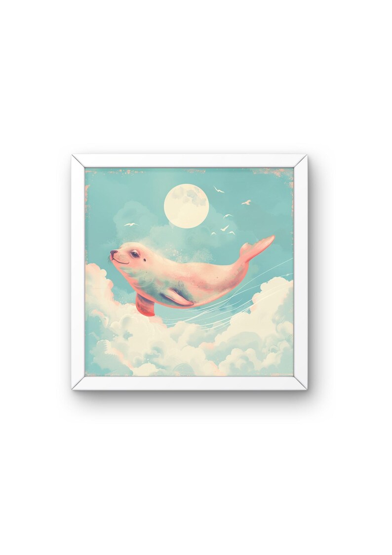 4 of Cute Sea Animals Flying in the Air With a Pastel Colours for ...