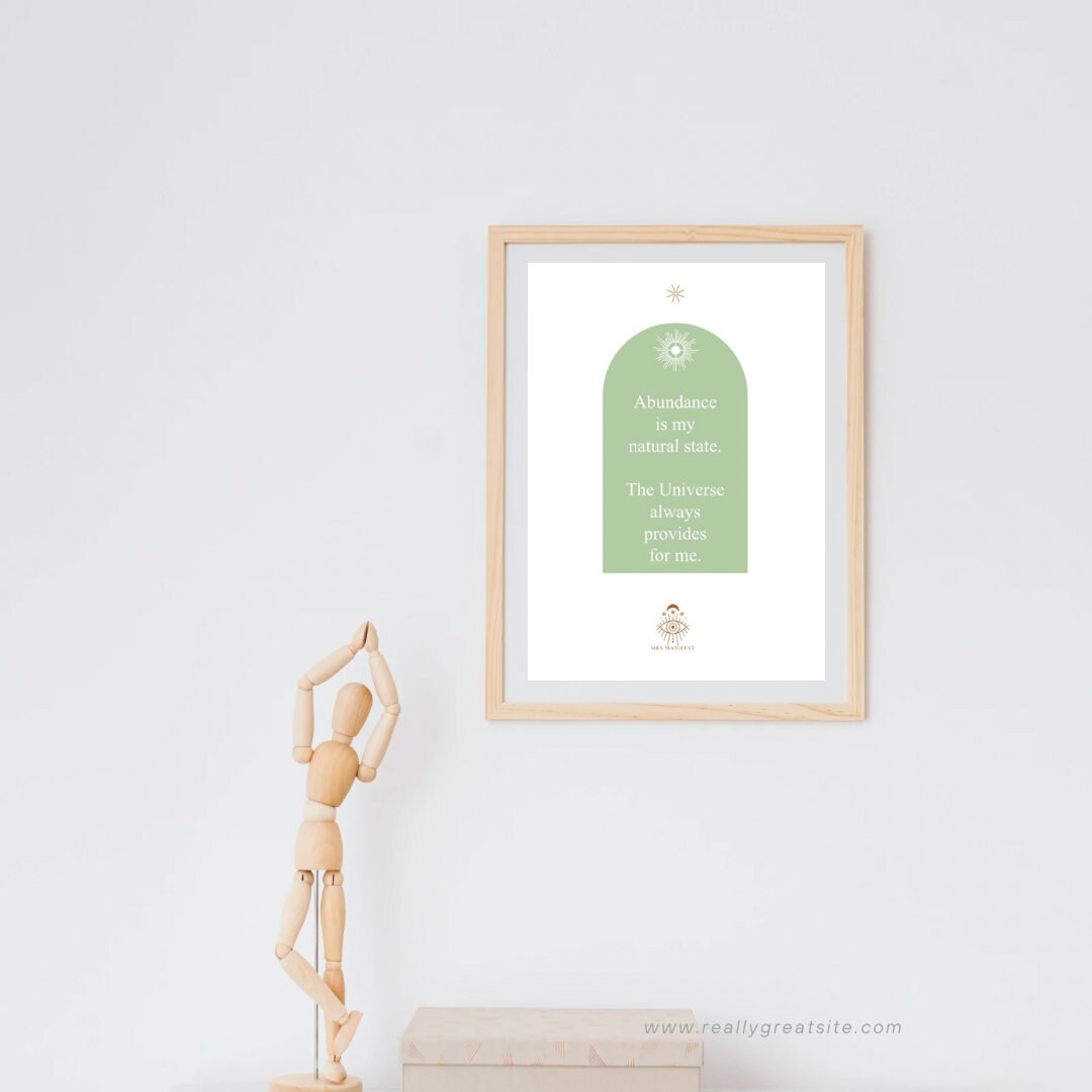 Abundance Affirmation Poster Sage Green - Etsy