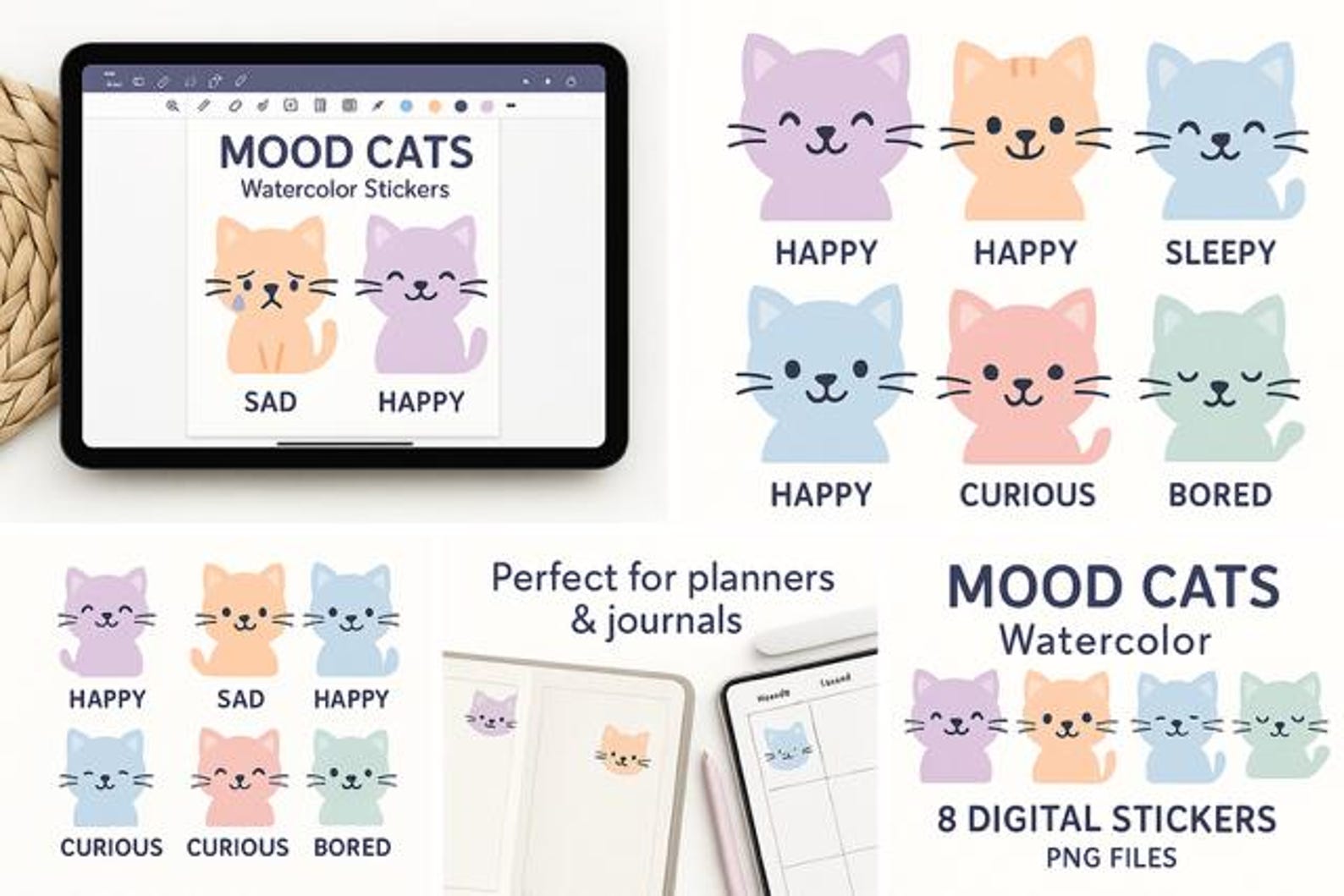 Kawaii Digital Planner Stickers, Instant Download - Etsy