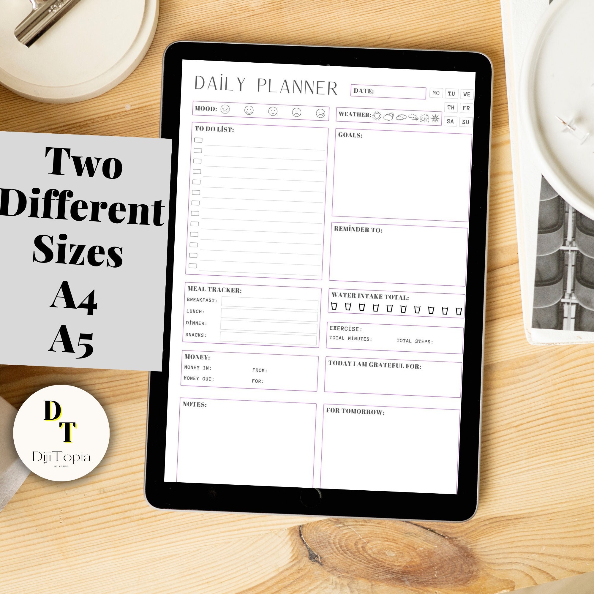 Daily Planner Digital Planner Printable Planner Minimalist - Etsy