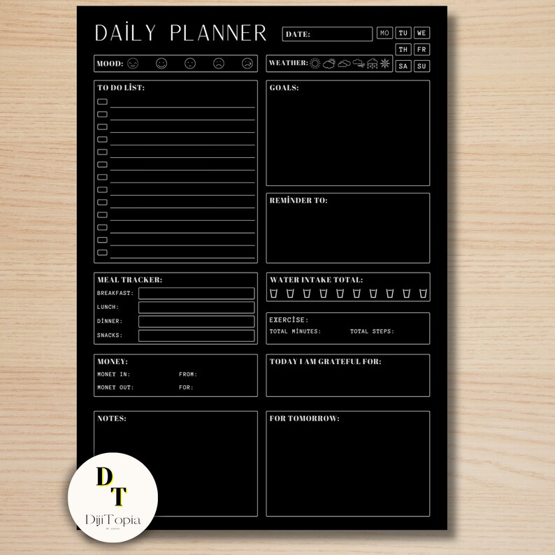 Daily Planner Digital Planner Printable Planner Minimalist - Etsy
