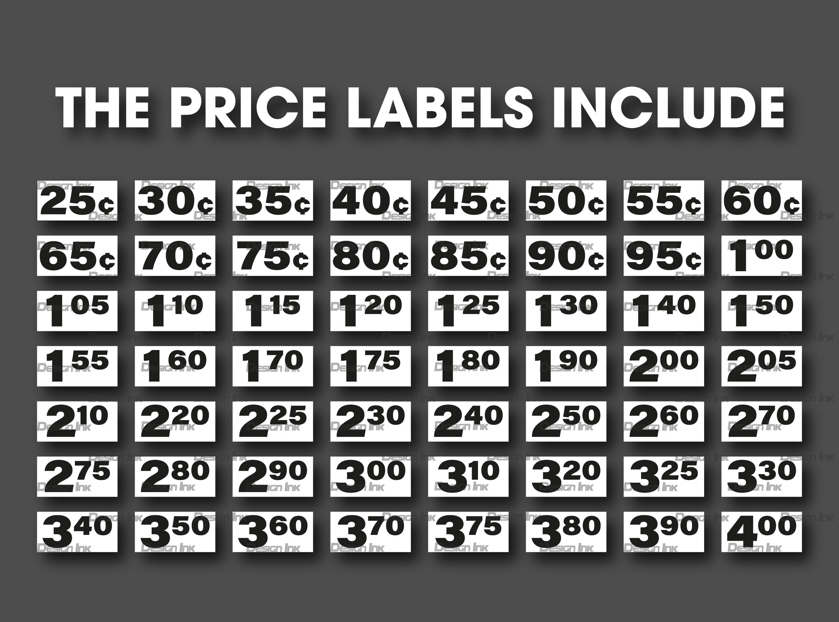 Vending Machine Price Labels: 56 Printable Tags (digital Download) - Etsy