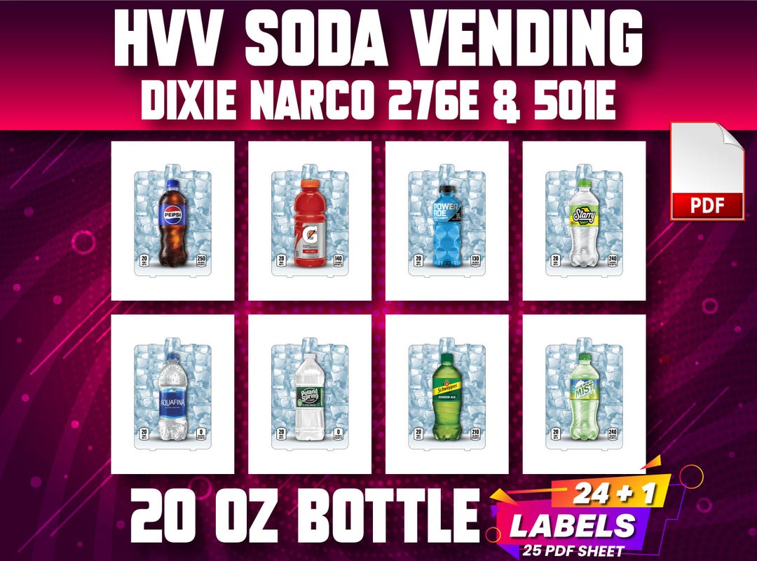 HVV Soda Vending Label, Dixie 501E and 276E Label, Pdf Digital Download ...