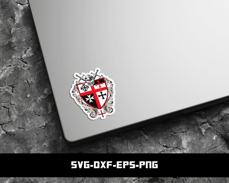 Medieval Knight Crest SVG – Heraldic Shield Vector, Crusader Style ...