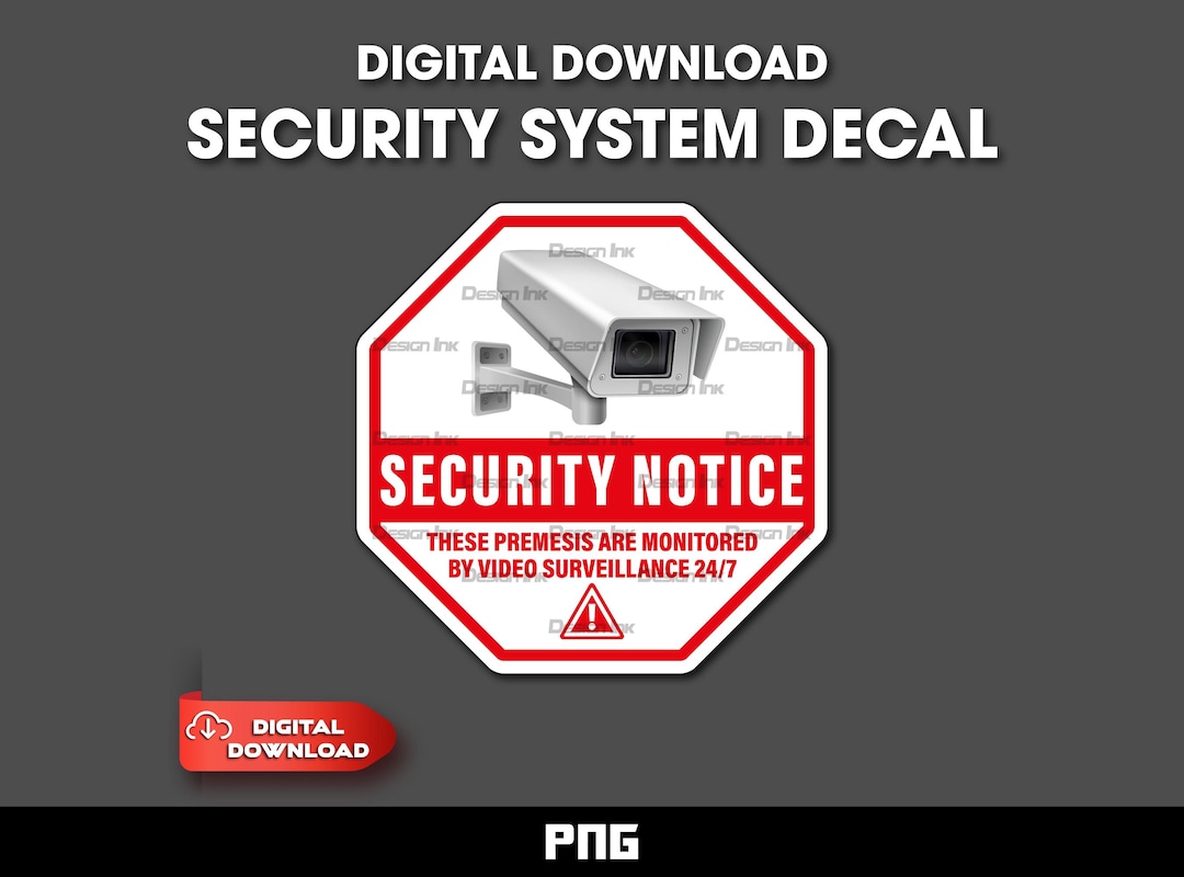 Security System Decal, Dsnink 012, Security Notice Sticker, Instant ...