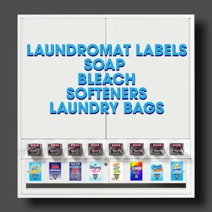 Laundromat Vending Machine Soap, Bleach, Softeners, Laundry Bags Label ...