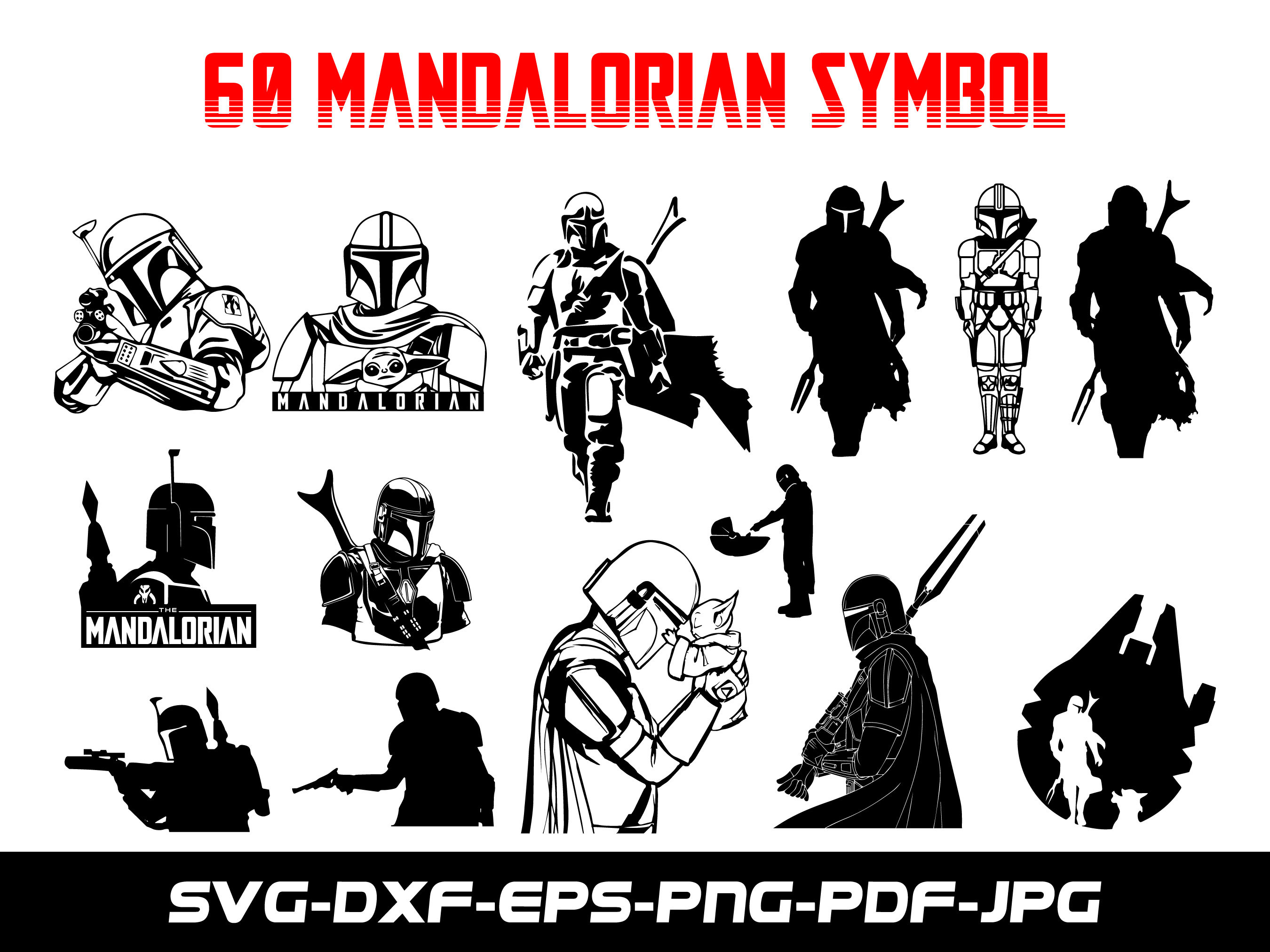 Star Wars Mandalorian Symbols SVG DXF EPS Png Jpg Pdf - Etsy UK