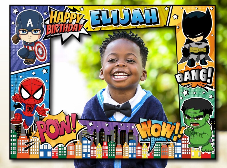 Custom Superhero Birthday Photo Booth Frame (digital Download) - Etsy
