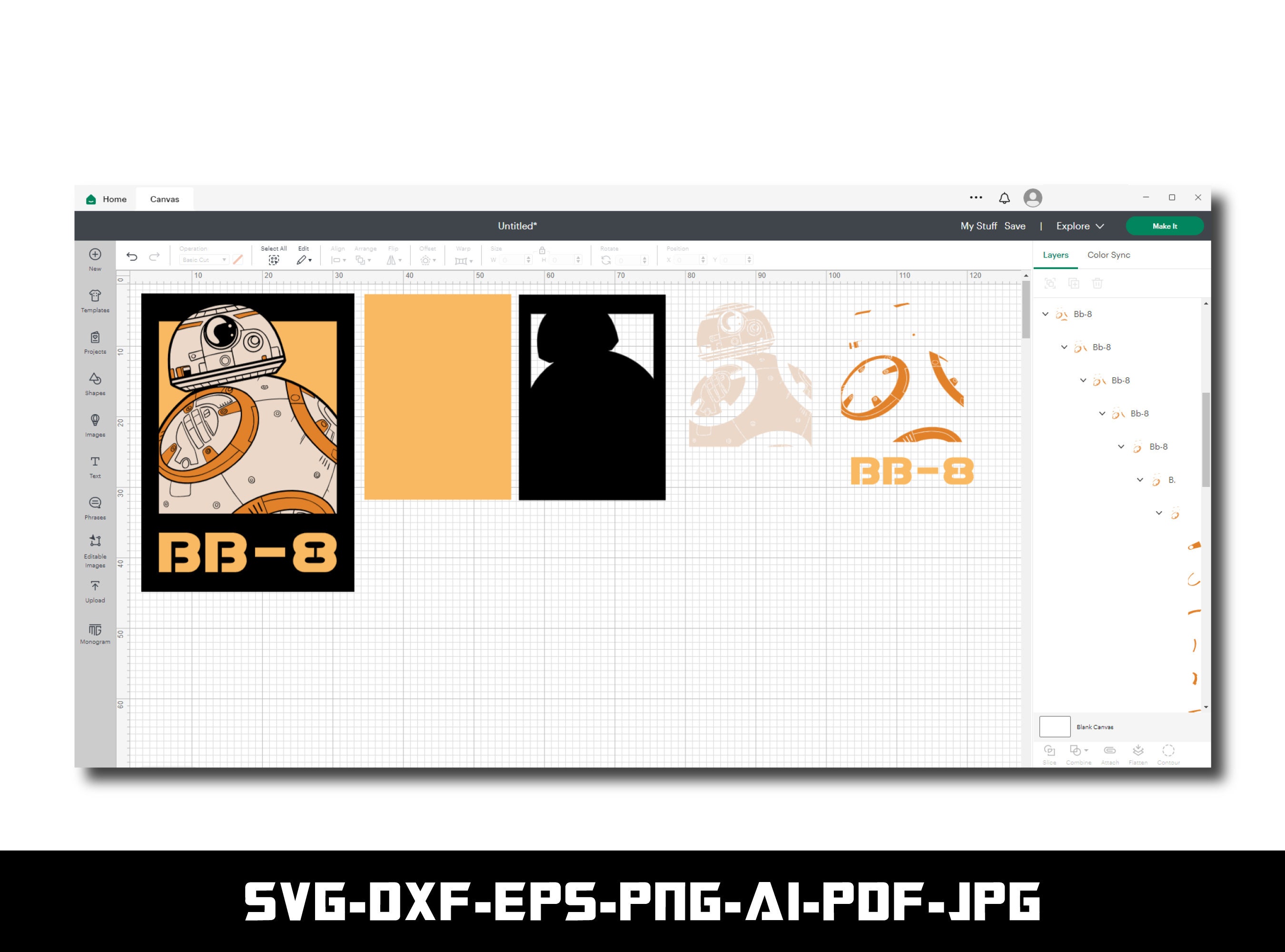 BB-8 Poster, SVG and PNG for Bb-8 Poster, Eps, Dxf ..., Cut File for Cricut, Digital Download ...