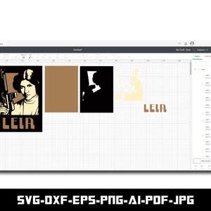 Leia Poster, SVG and PNG for Leia Poster, EPS, Dxf ..., Cut File for ...