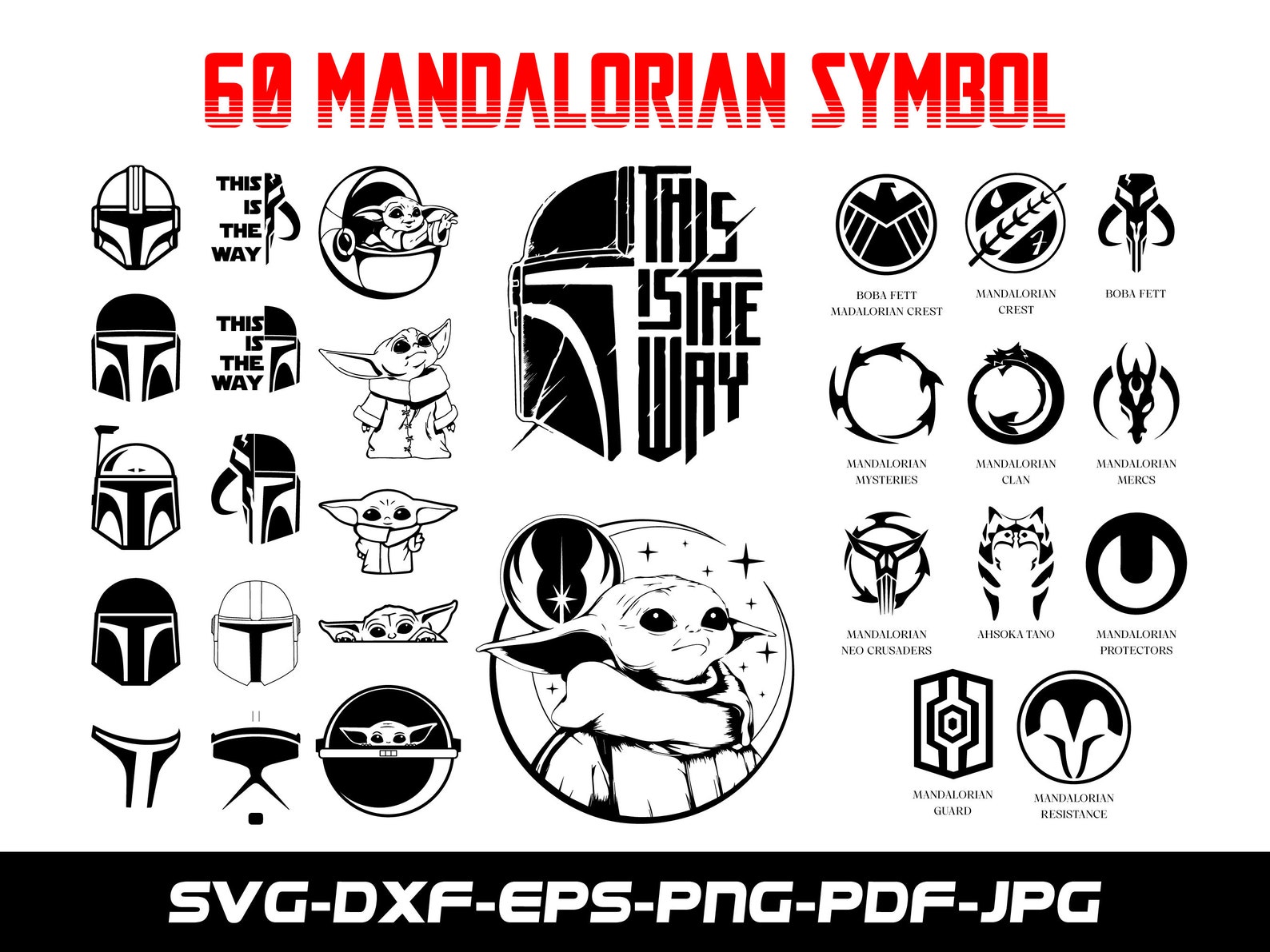 Star Wars Mandalorian Symbols SVG DXF EPS Png Jpg Pdf - Etsy