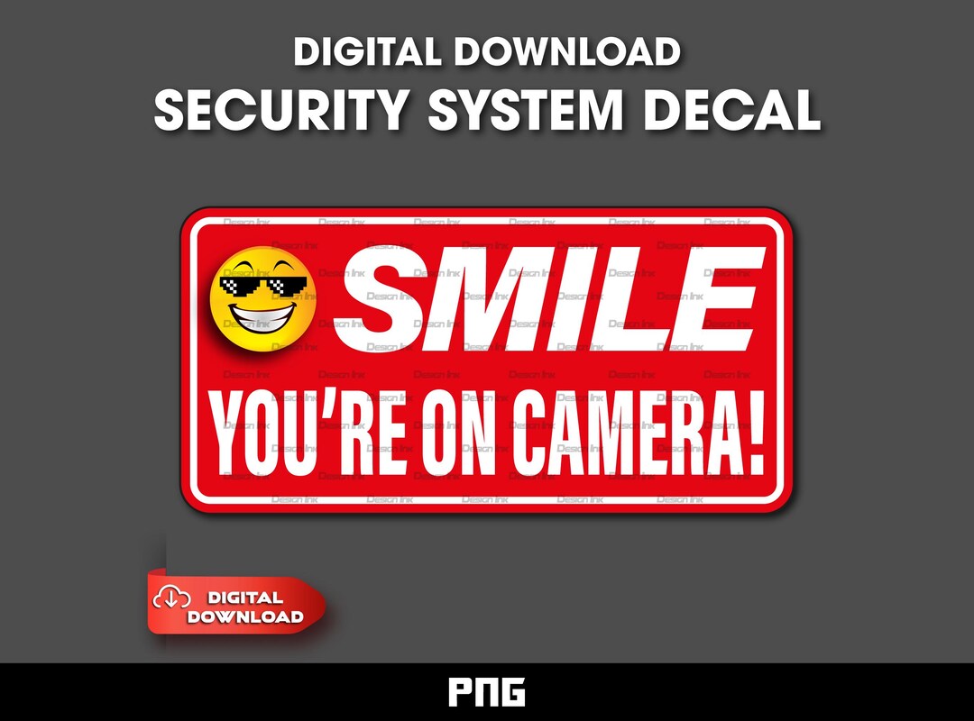 Security System Decal, Dsnink 014, Smile You're on Camera Sticker ...