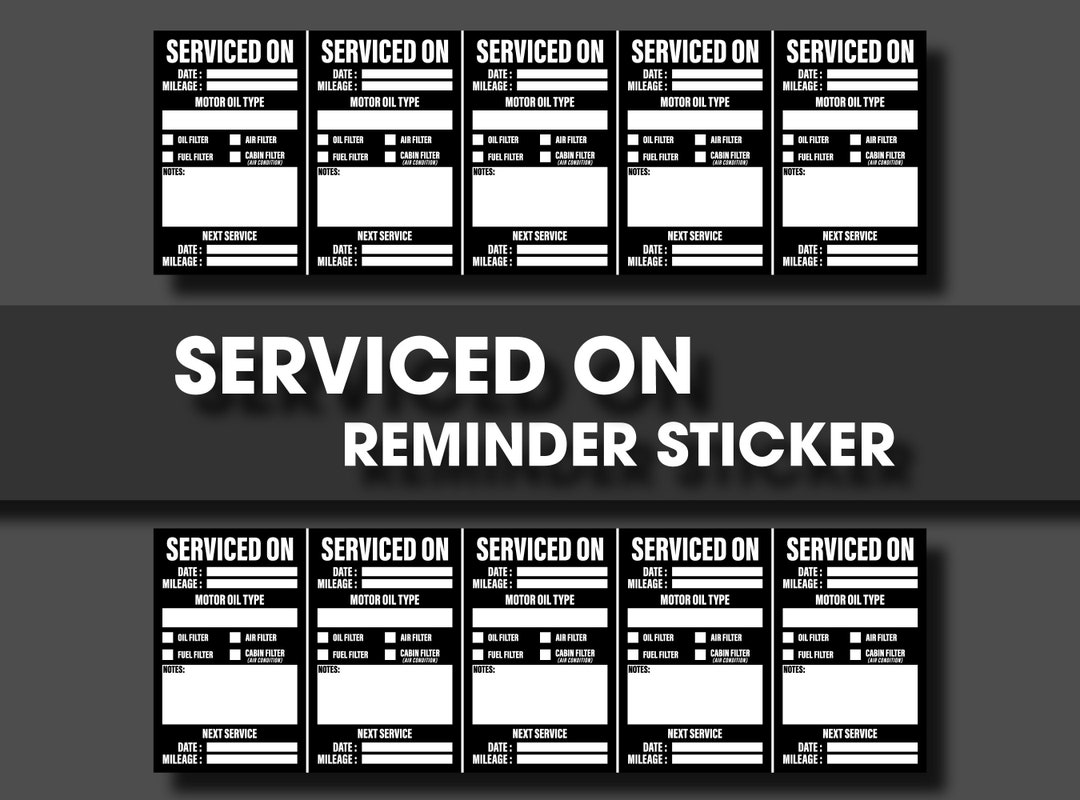 Serviced On Erinnerungsaufkleber, Auto-Van-LKW Ölwechsel Erinnerung ...