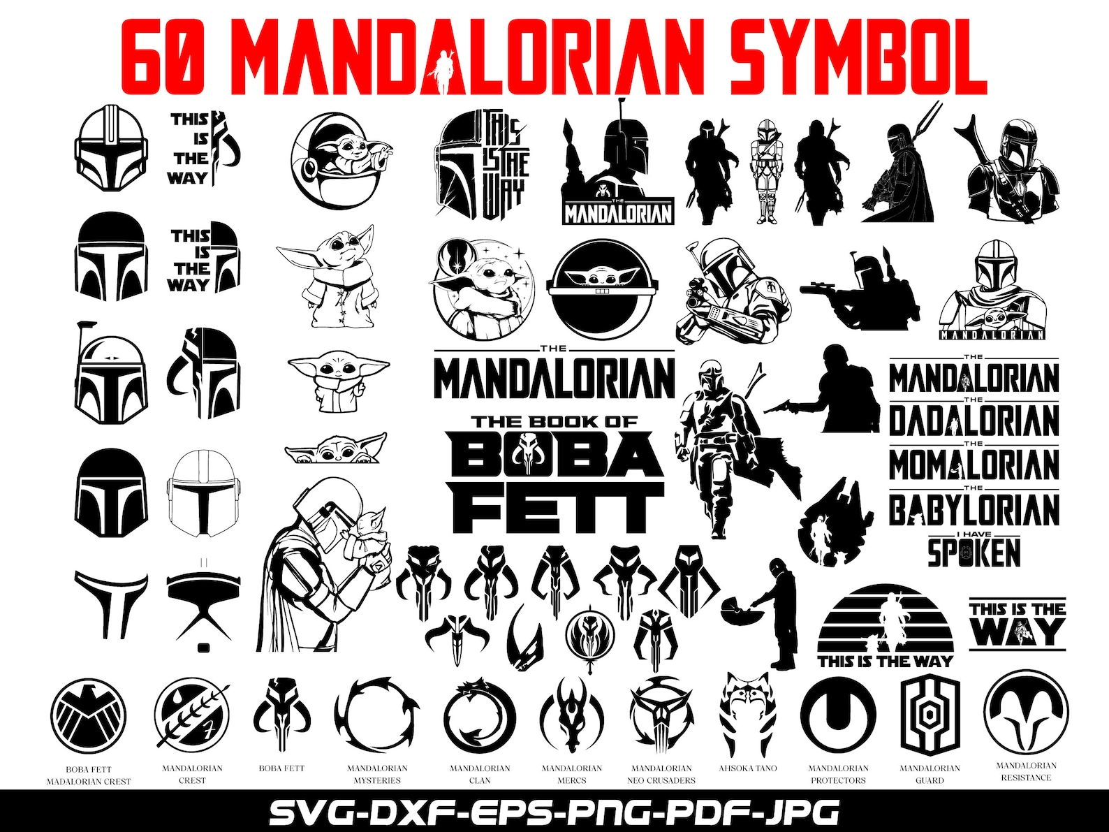 Star Wars Mandalorian Symbols SVG DXF EPS Png Jpg Pdf - Etsy