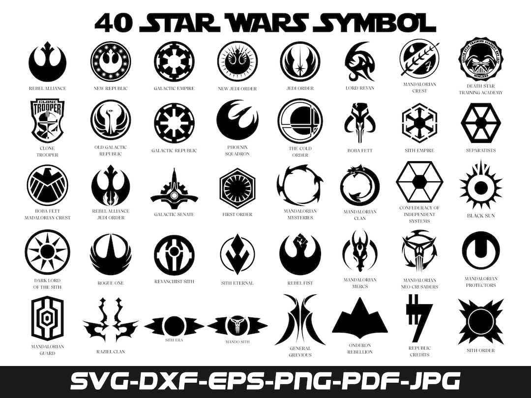 Paquete de 40 símbolos de Star Wars SVG DXF Eps Png Pdf - Etsy España