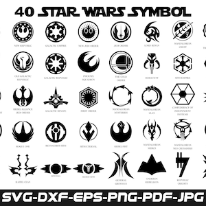 40 Star Wars Symbol Bundle, SVG, DXF, Eps, Png, Pdf, Jpg, Cut File for ...