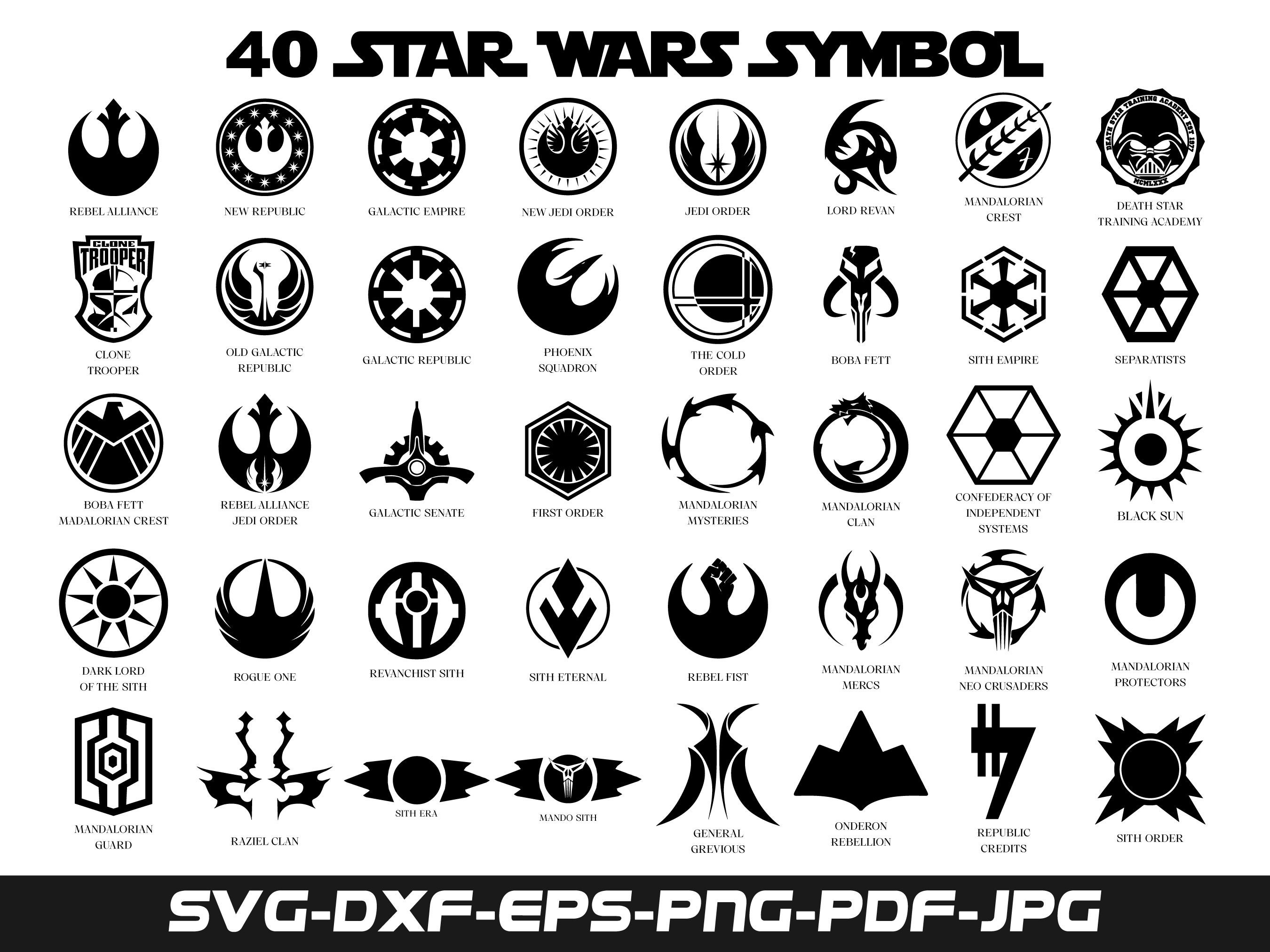 40 Star Wars-symboolbundel SVG DXF Eps Png Pdf Jpg - Etsy Nederland