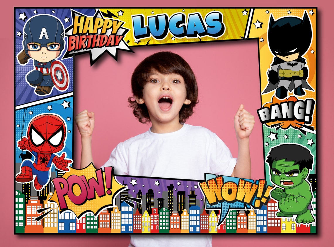 Custom Superhero Birthday Photo Booth Frame (digital Download) - Etsy