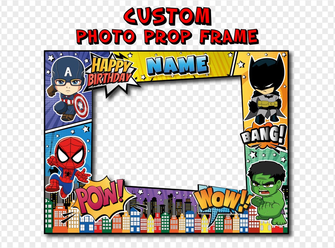 Superhero Themed Comic Photo Prop Frame, Birthday Photo Booth, Kids ...