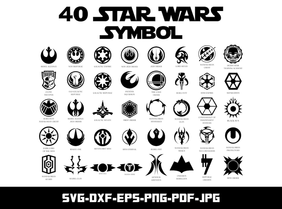 40 Star Wars Symbol Bundle, SVG, DXF, Eps, Png, Pdf, Jpg, Cut File for ...