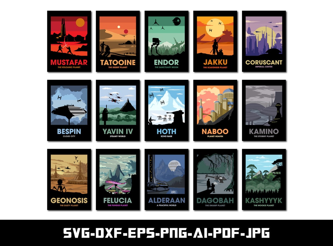 Star Wars Planets Poster Art: SVG, PNG, EPS (digital Download) - Etsy