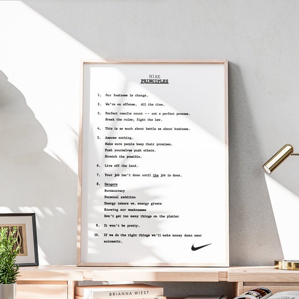 Nike Principles Poster - Etsy