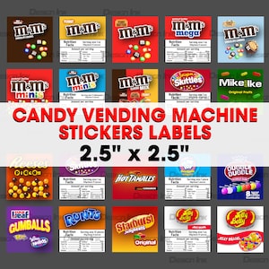 Candy Vending Machine Sticker Labels: 2.5" X 2.5" (digital Download) - Etsy