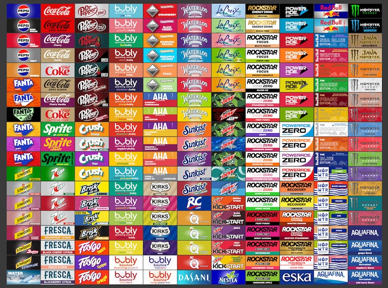 590+ Vending Machine Soda & Sparkling Water Labels (digital Download ...