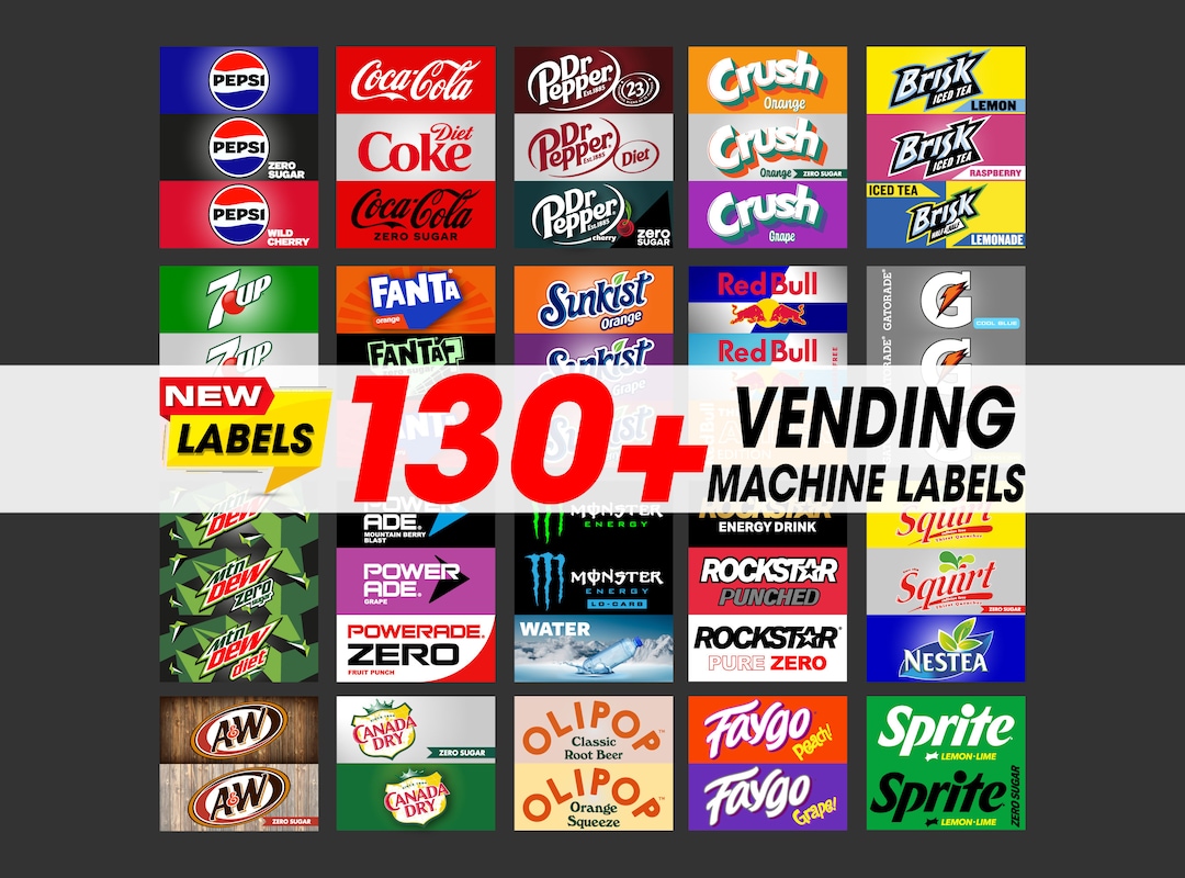 Vending Machine Label 139 Pcs, High Quality Labels With 300 DPI ...