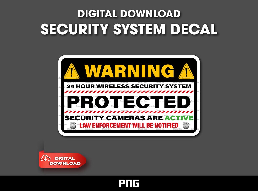 Security System Decal, Dsnink 027, Warning Security System Sticker ...