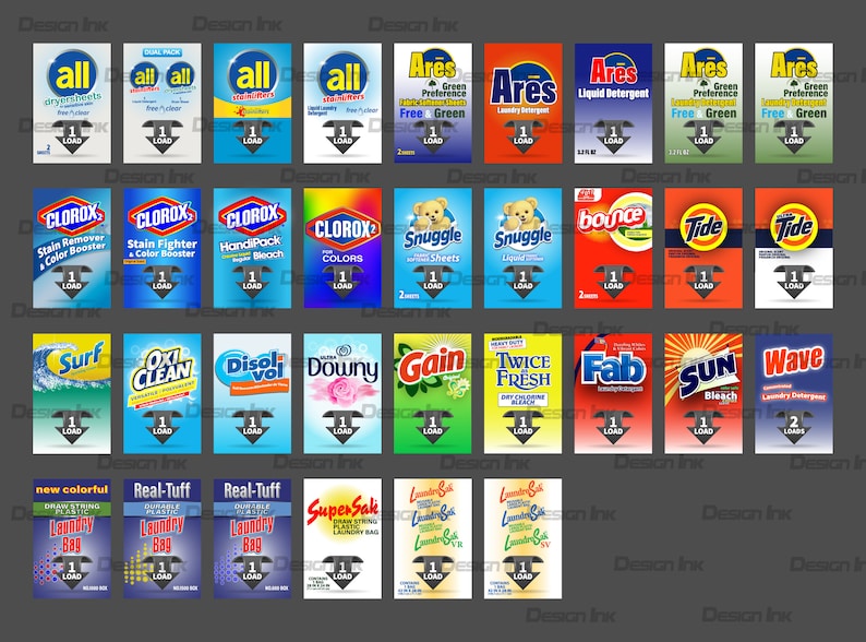 Laundromat Vending Machine Soap Labels: Bleach, Softeners (digital ...