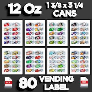 12 Oz Cans Soda Vending Machine Label, Digital Download, Instant ...