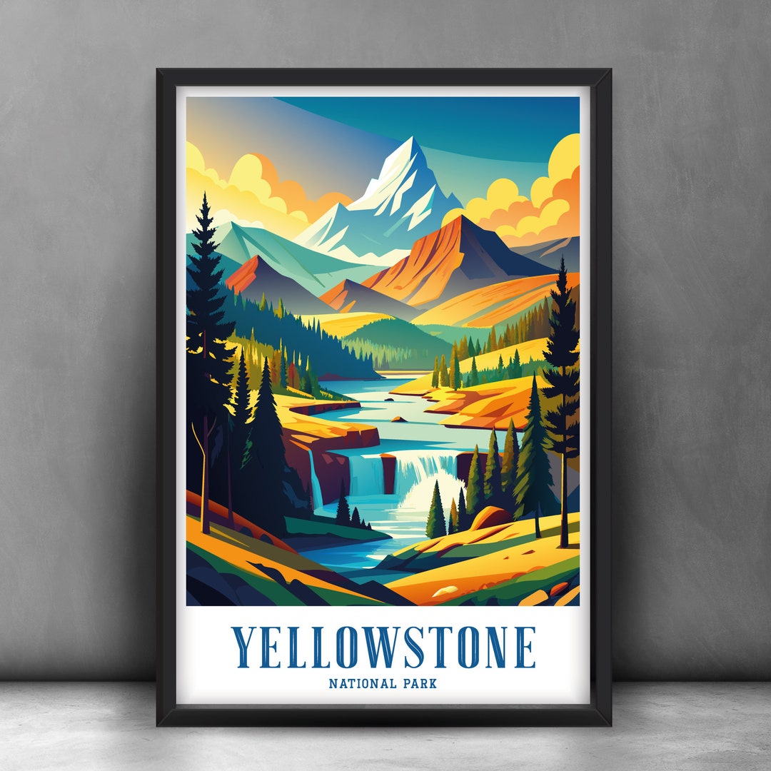 Yellowstone National Park Poster, High Definition at 300 DPI, Digital ...