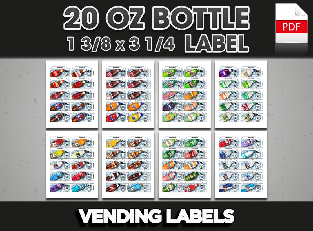20 Oz Bottle Vending Machine Label, Digital Download, Instant Download ...