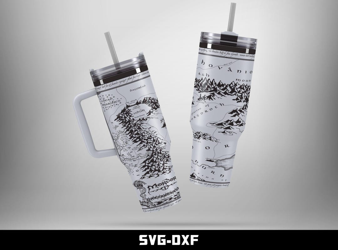 Mordor on the Map of Middle Earth, Tumbler Laser Engraved Full Wrap ...