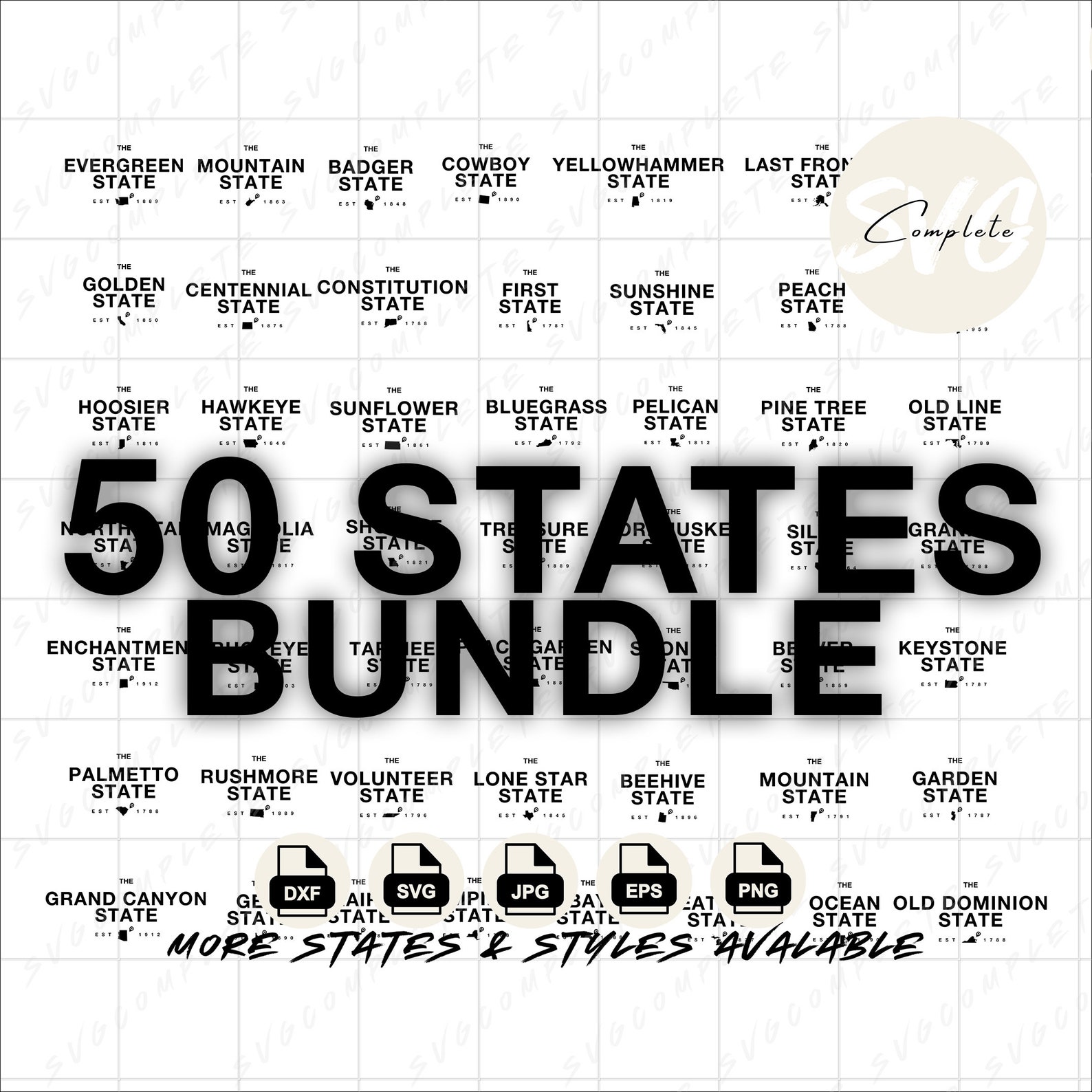 50 States Nicknames Svg 50 States Png 50 States Svg File All 50 States ...