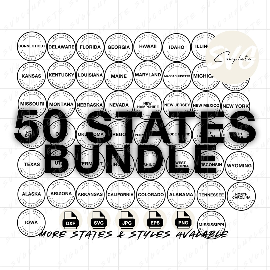 50 States Svg 50 States Png 50 State Svg File All 50 States Svg Us ...