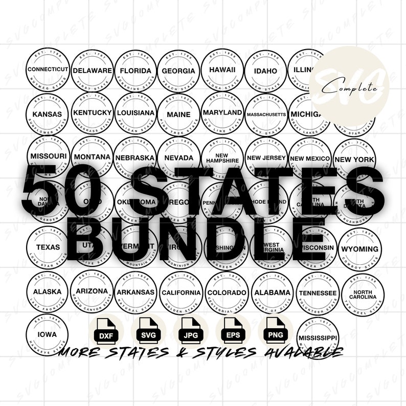 50 States Svg 50 States Png 50 State Svg File All 50 States Svg Us ...
