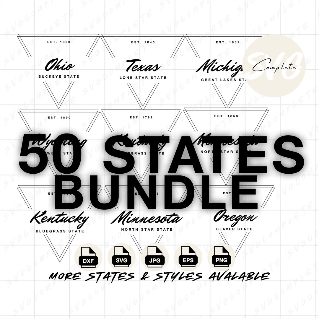 50 States Svg 50 States Png 50 State Svg File All 50 States Svg Us ...