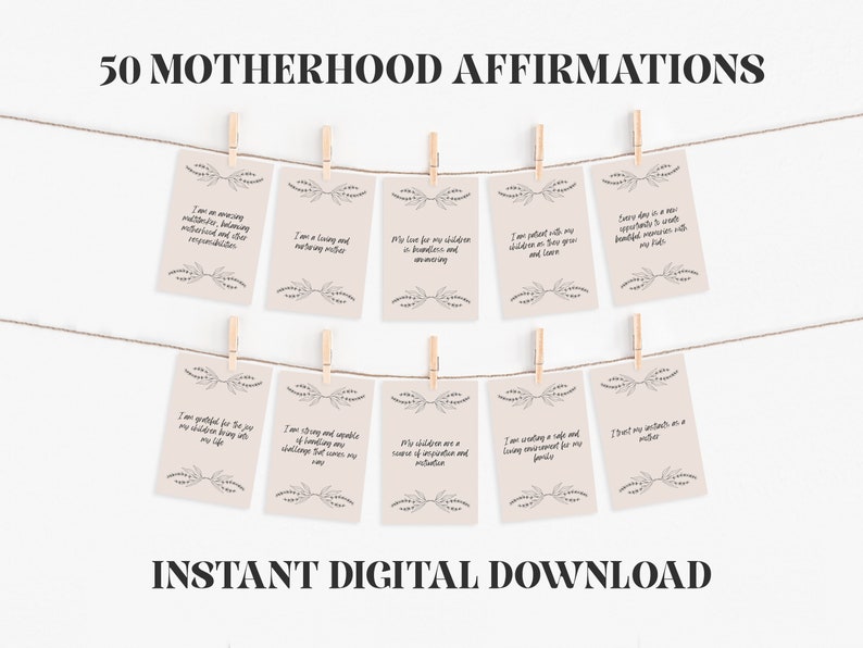 50 Printable Affirmation Cards for Moms Motherhood Affirmations Digital ...